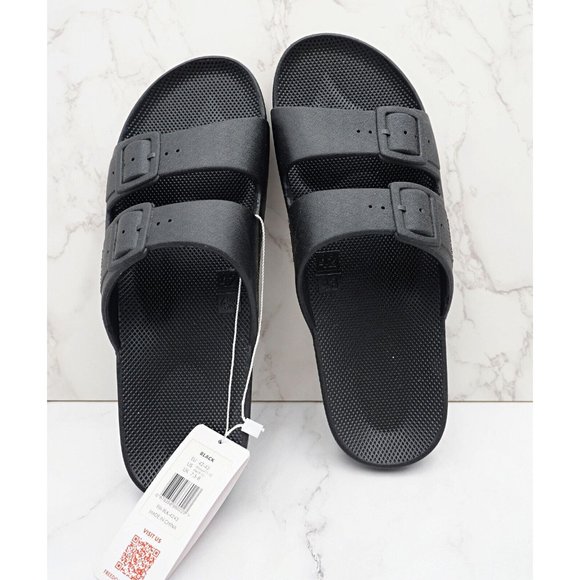 Freedom Moses | Shoes | Freedom Moses Twoband Slides Black New | Poshmark